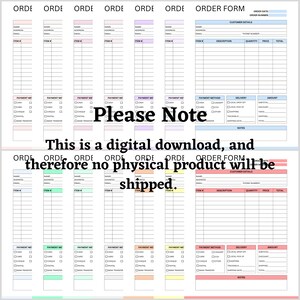 Printable Order Form, Small Business Template, Billing Form, Sales ...