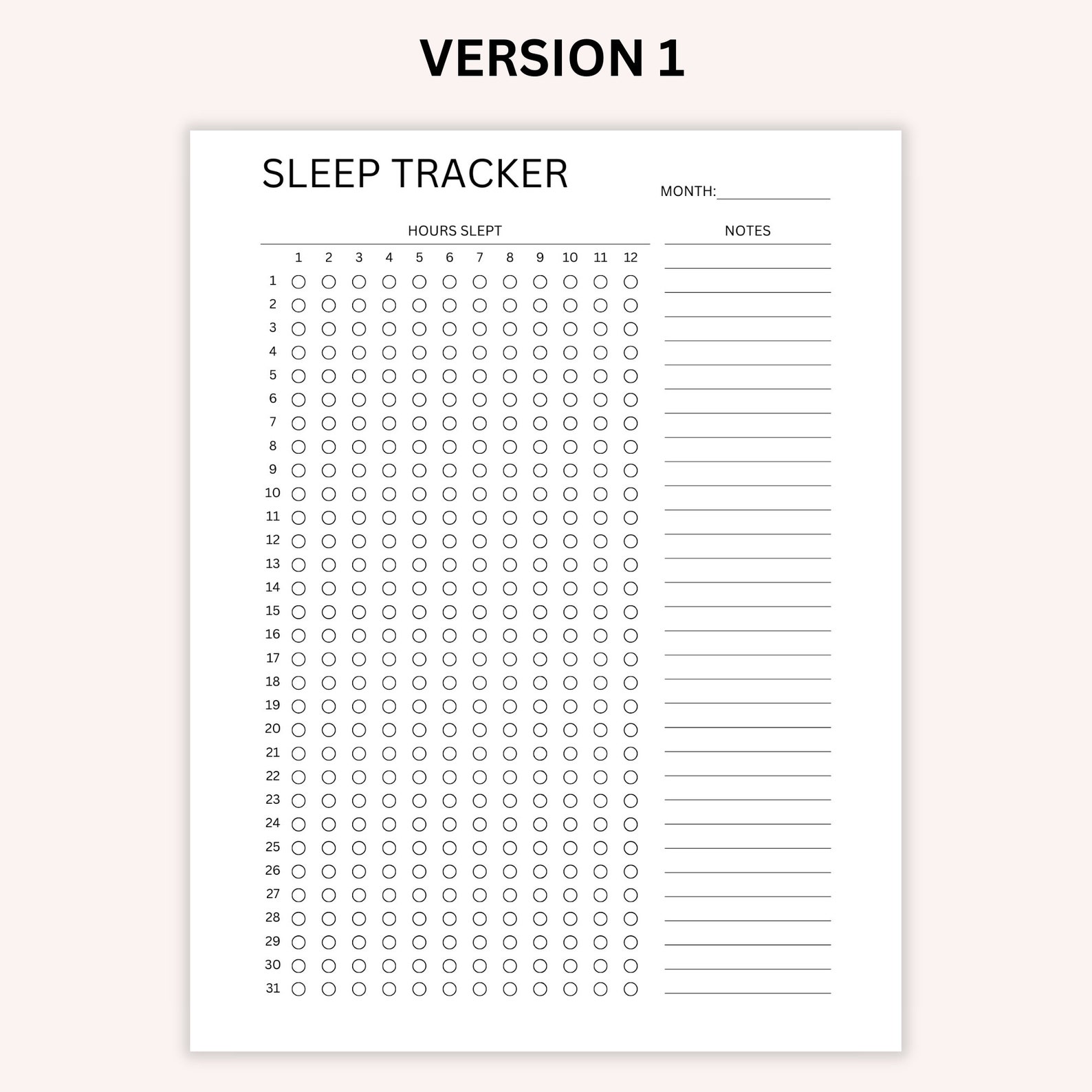 Printable Sleep Tracker, Sleep Diary, Sleep Chart, Sleep Journal, Daily ...