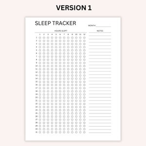 Printable Sleep Tracker, Sleep Diary, Sleep Chart, Sleep Journal, Daily ...