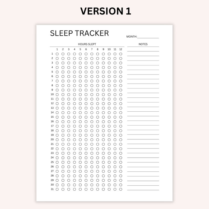 Printable Sleep Tracker, Sleep Diary, Sleep Chart, Sleep Journal, Daily ...