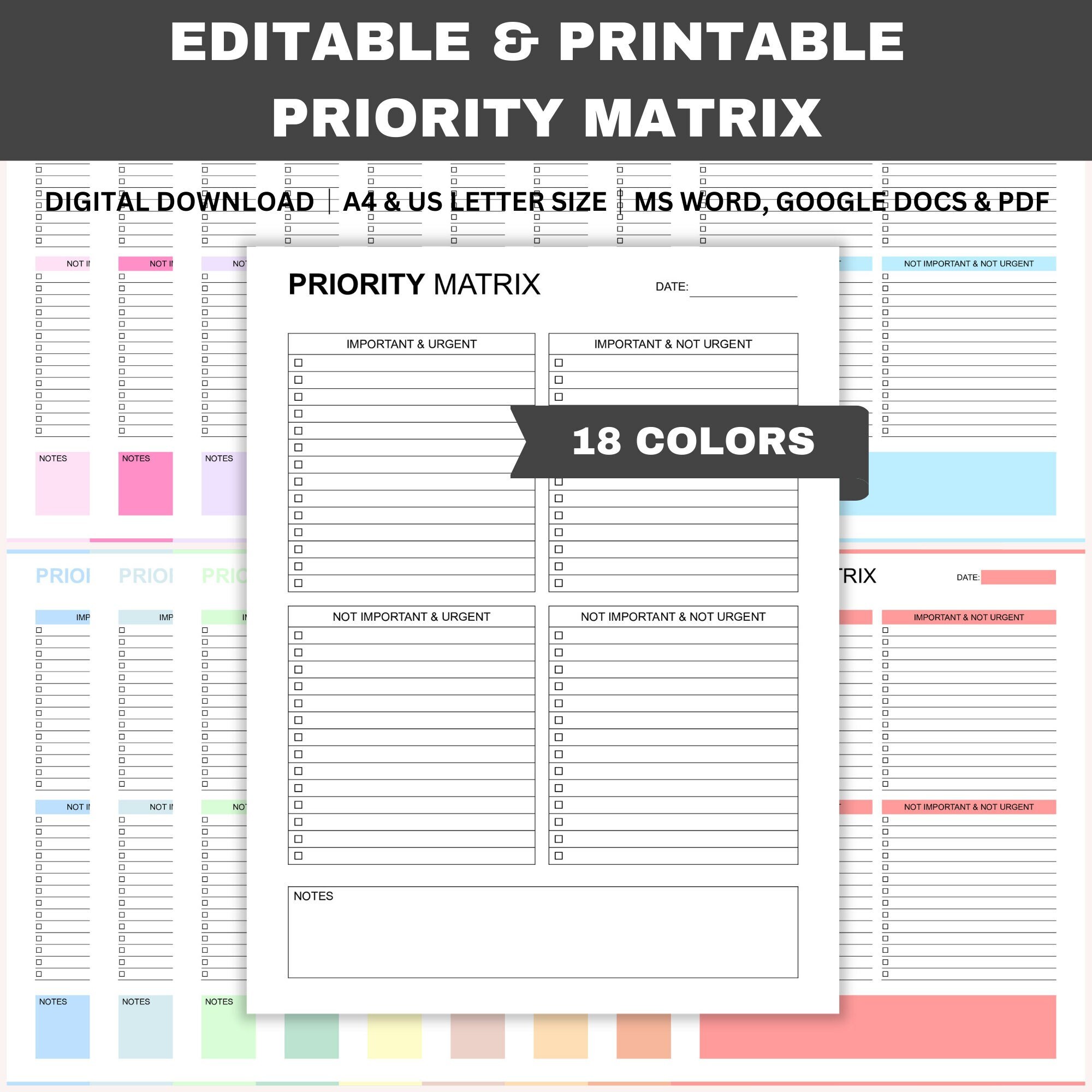 Editable Priority Matrix to Do List Task Matrix Decision - Etsy UK