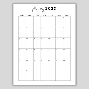 Printable 2023 Monthly Calendar, Year Calendar, Minimalist Calendar ...