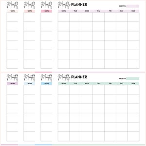 Printable Undated Monthly Planner, Monthly Calendar, Minimalist Planner ...