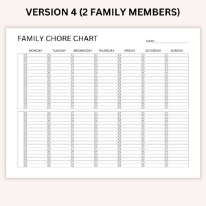 Printable Family Chore Chart, Weekly to Do List, Chore Checklist, Kids ...