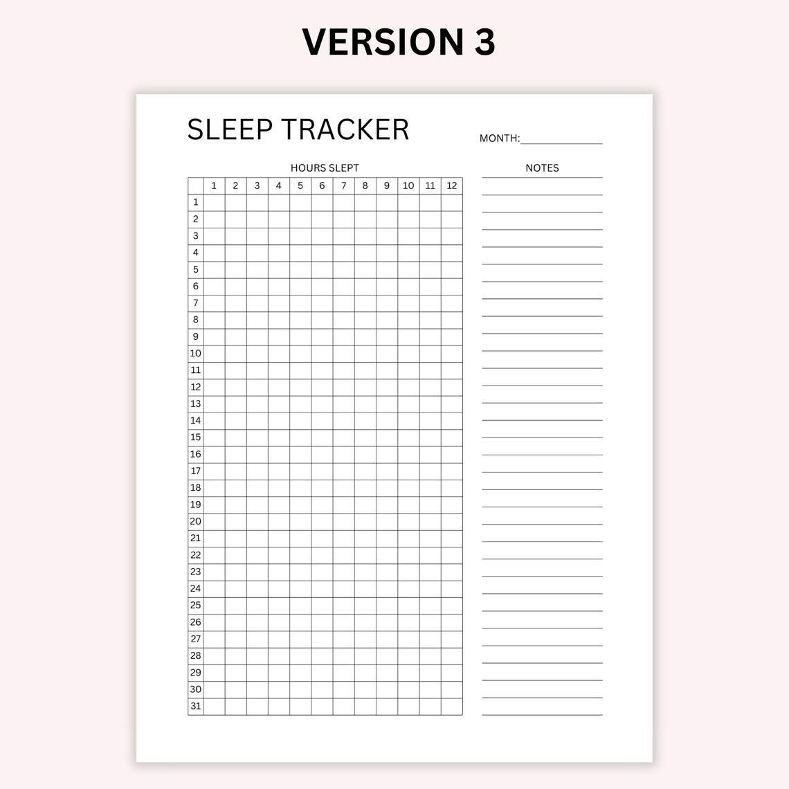Printable Sleep Tracker, Sleep Diary, Sleep Chart, Sleep Journal, Daily ...
