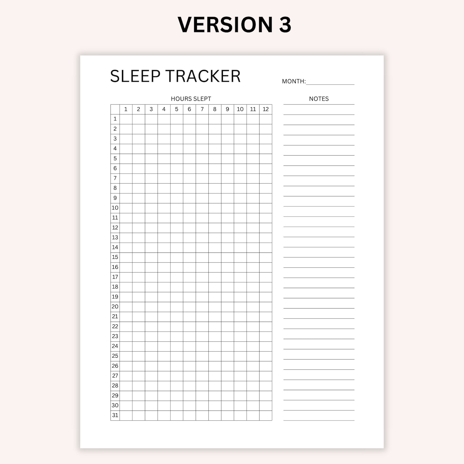 Printable Sleep Tracker, Sleep Diary, Sleep Chart, Sleep Journal, Daily ...