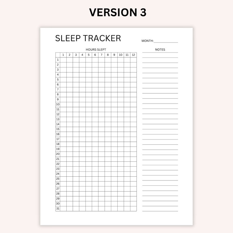 Printable Sleep Tracker, Sleep Diary, Sleep Chart, Sleep Journal, Daily ...
