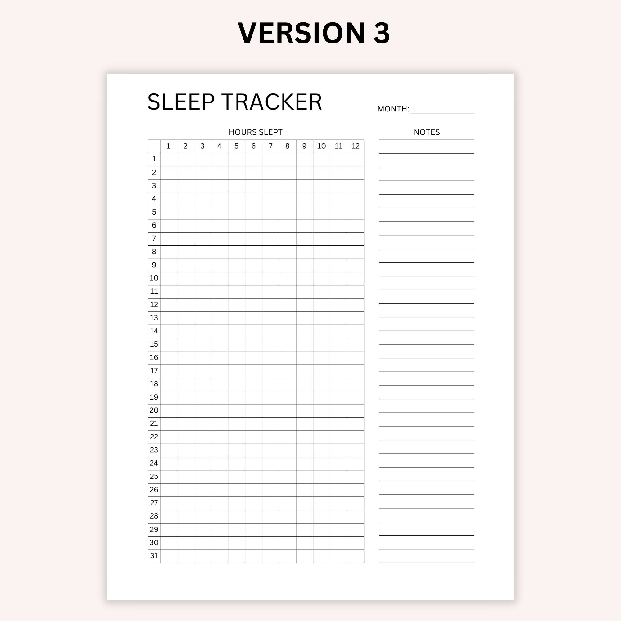 Printable Sleep Tracker, Sleep Diary, Sleep Chart, Sleep Journal, Daily ...
