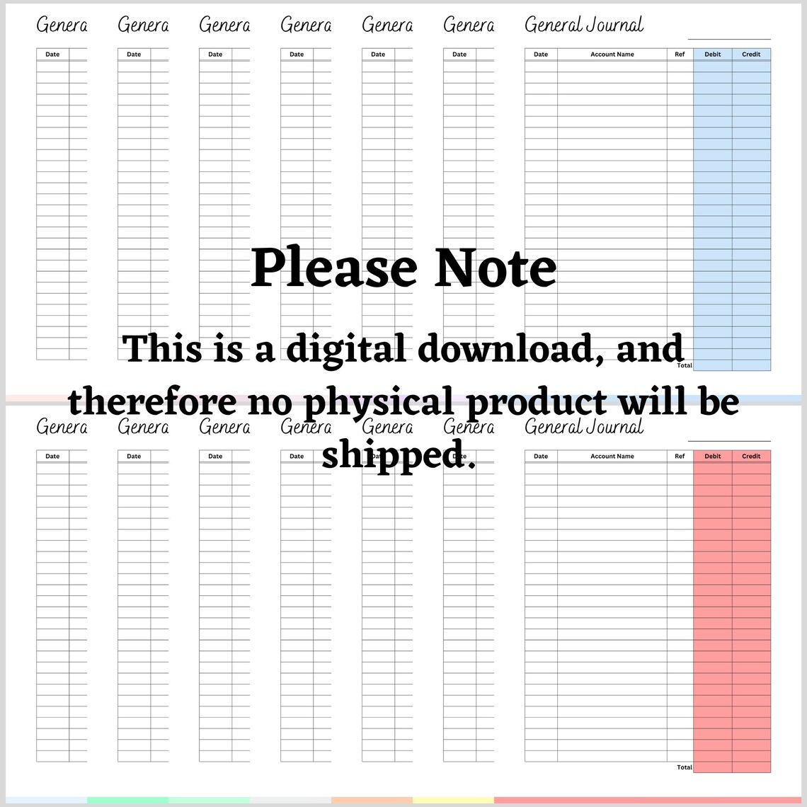 Printable General Journal, Accounting Ledger for Small Business, Log ...