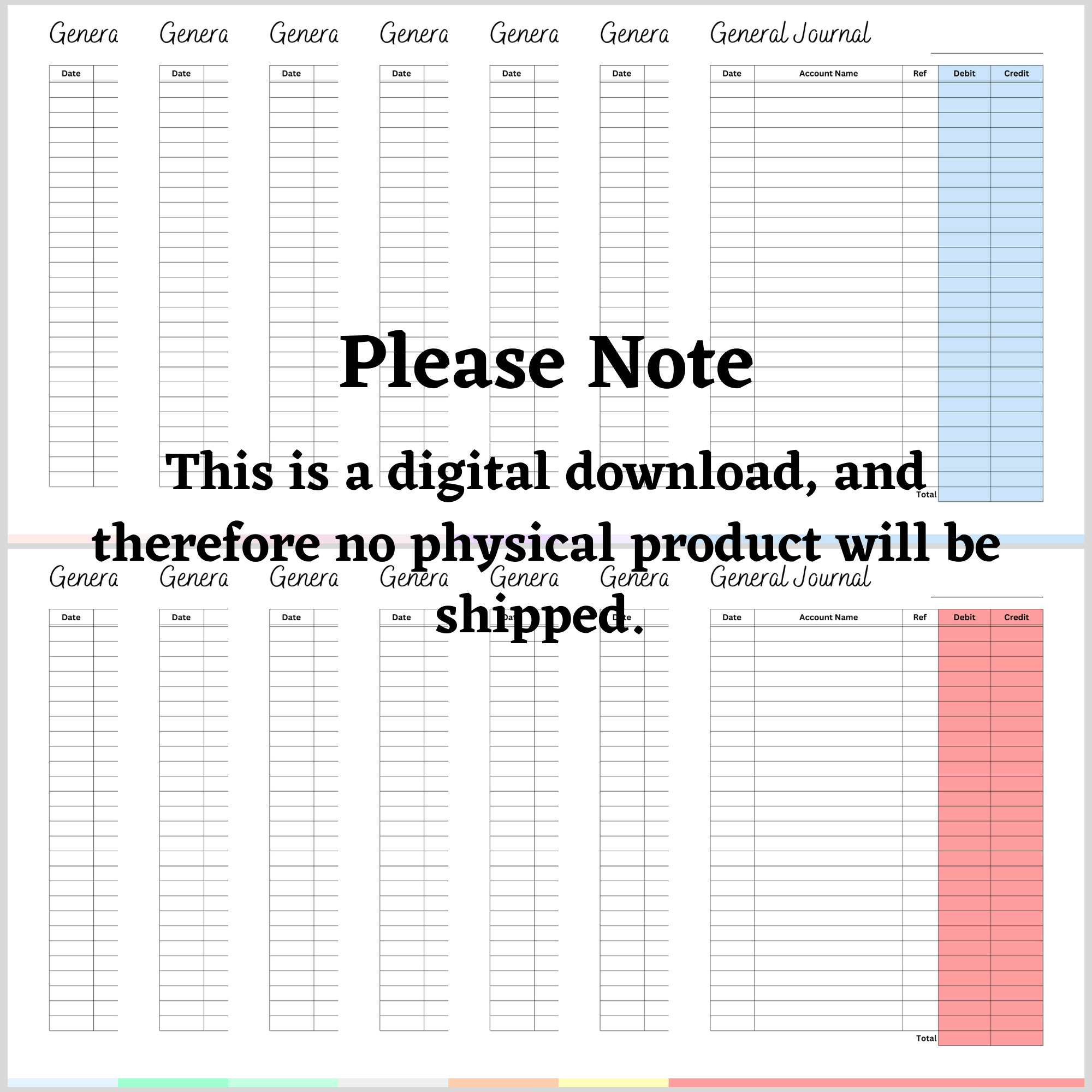 Printable General Journal, Accounting Ledger for Small Business, Log ...