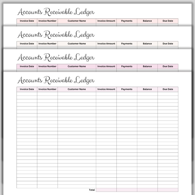 Printable Accounts Receivable Ledger, Small Business Template ...