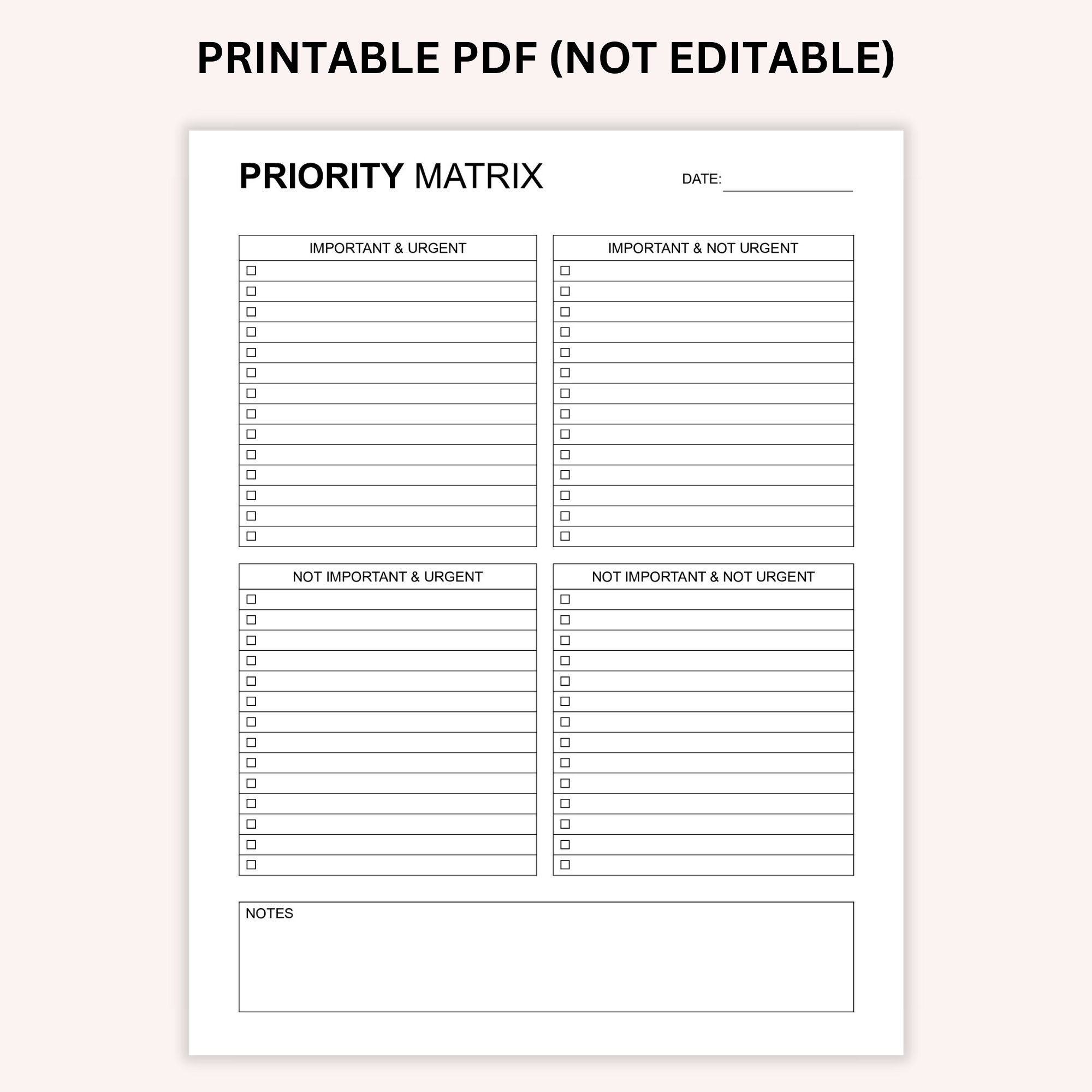 Editable Priority Matrix, to Do List, Task Matrix, Decision Matrix ...