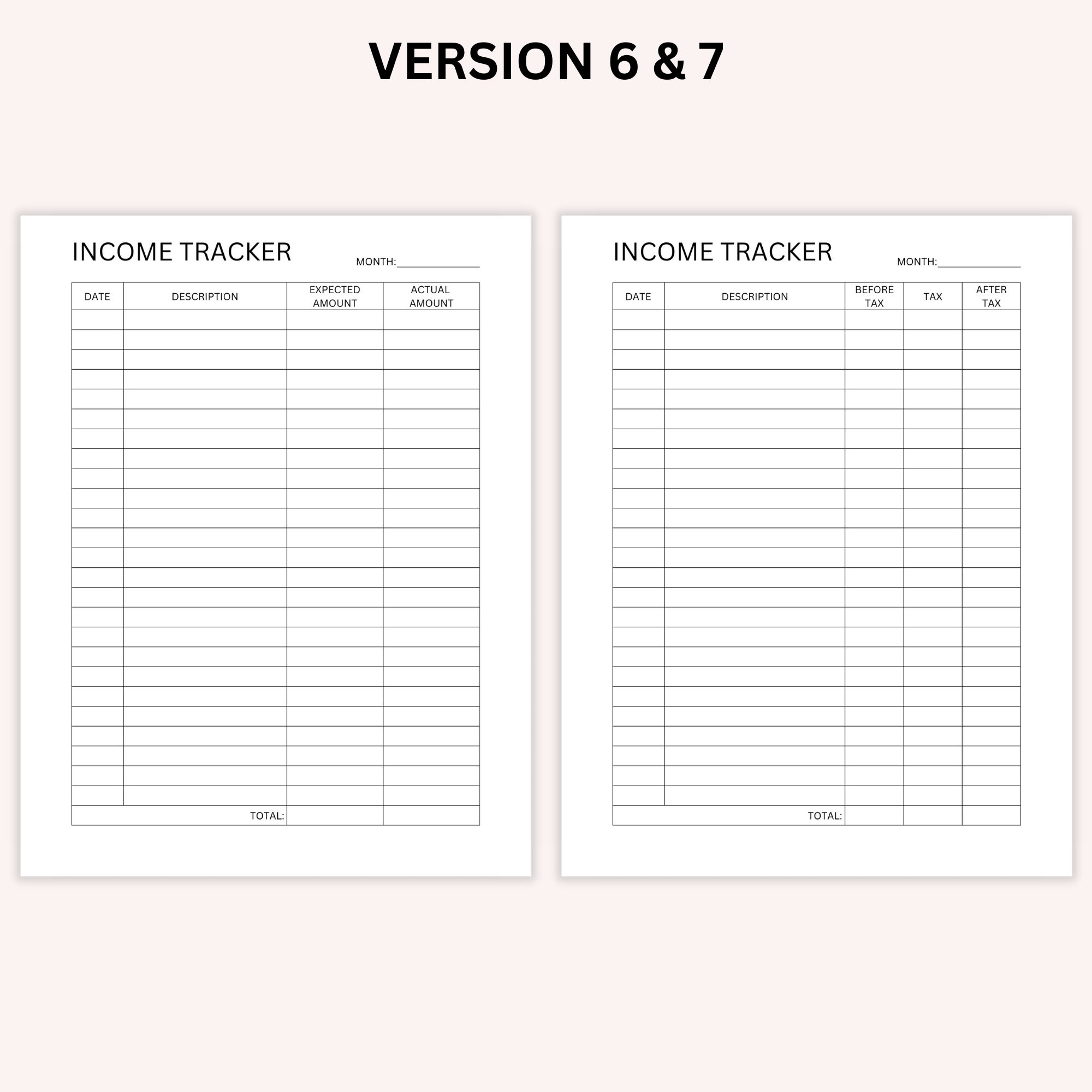 Printable Income Tracker, Money Tracker, Income Template, Income Log ...