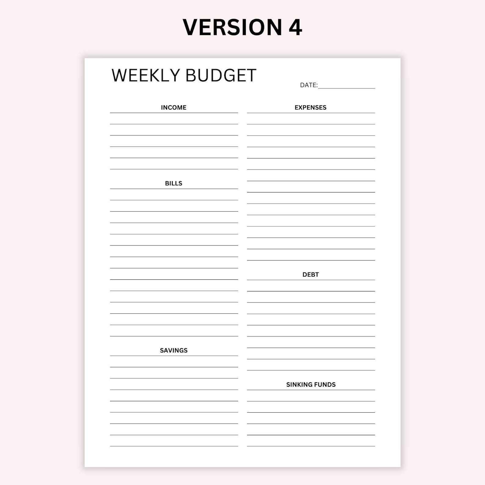 Printable Weekly Budget, Paycheck Tracker, Bi-weekly Budget Planner ...