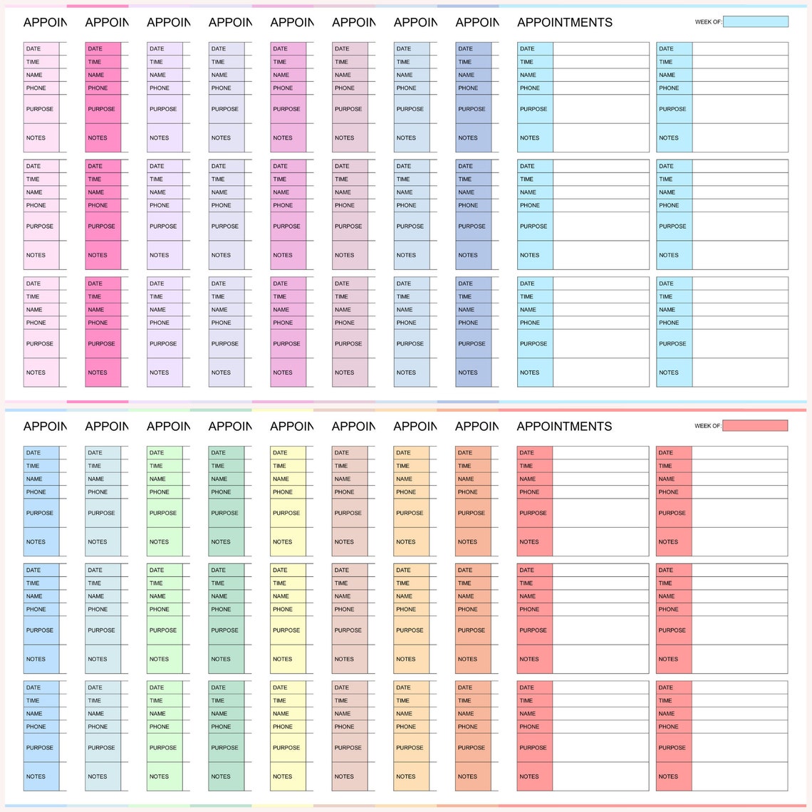 Editable Appointment Tracker, Printable Appointment Reminder, Client ...