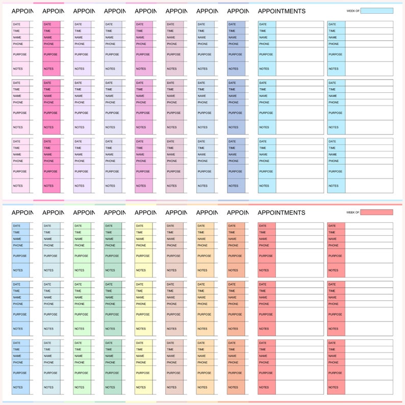 Editable Appointment Tracker, Printable Appointment Reminder, Client ...