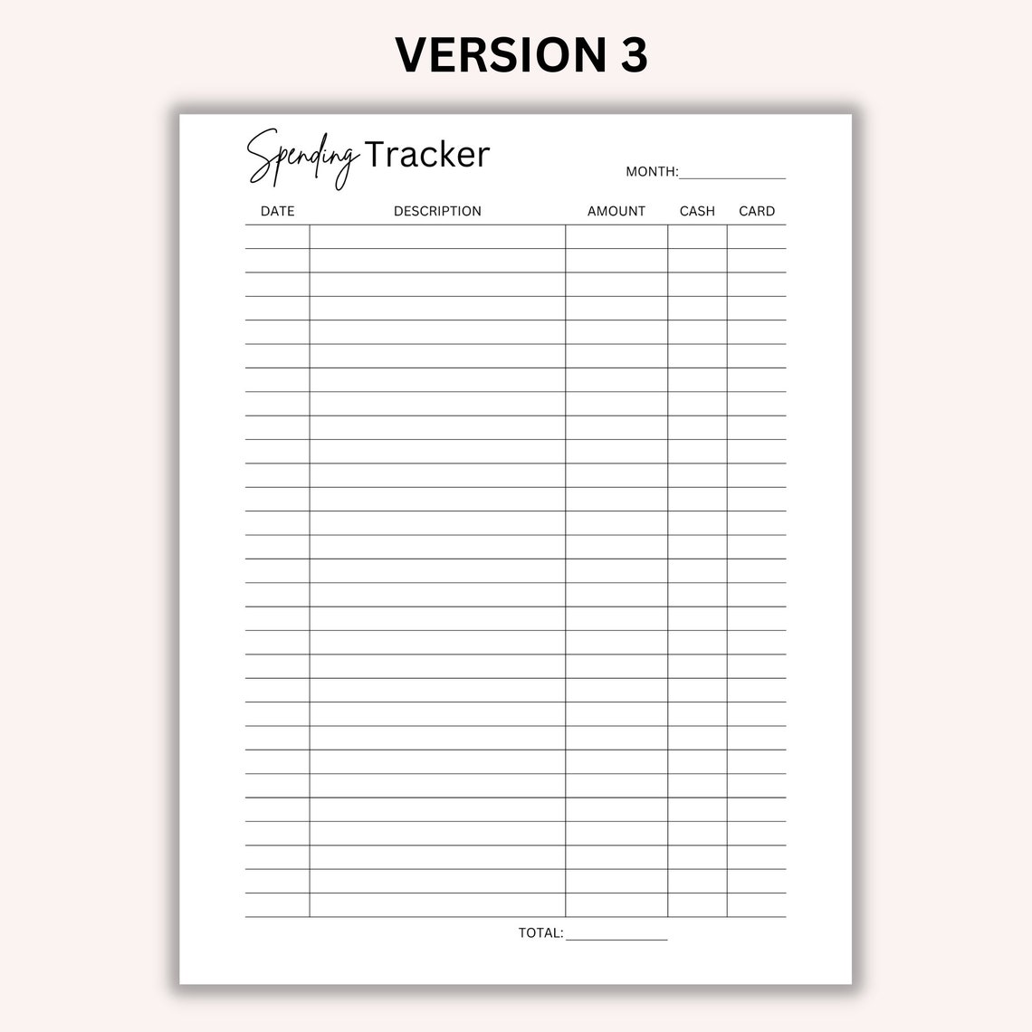 Printable Spending Tracker, Money Tracker, Expense Tracker, Purchase ...