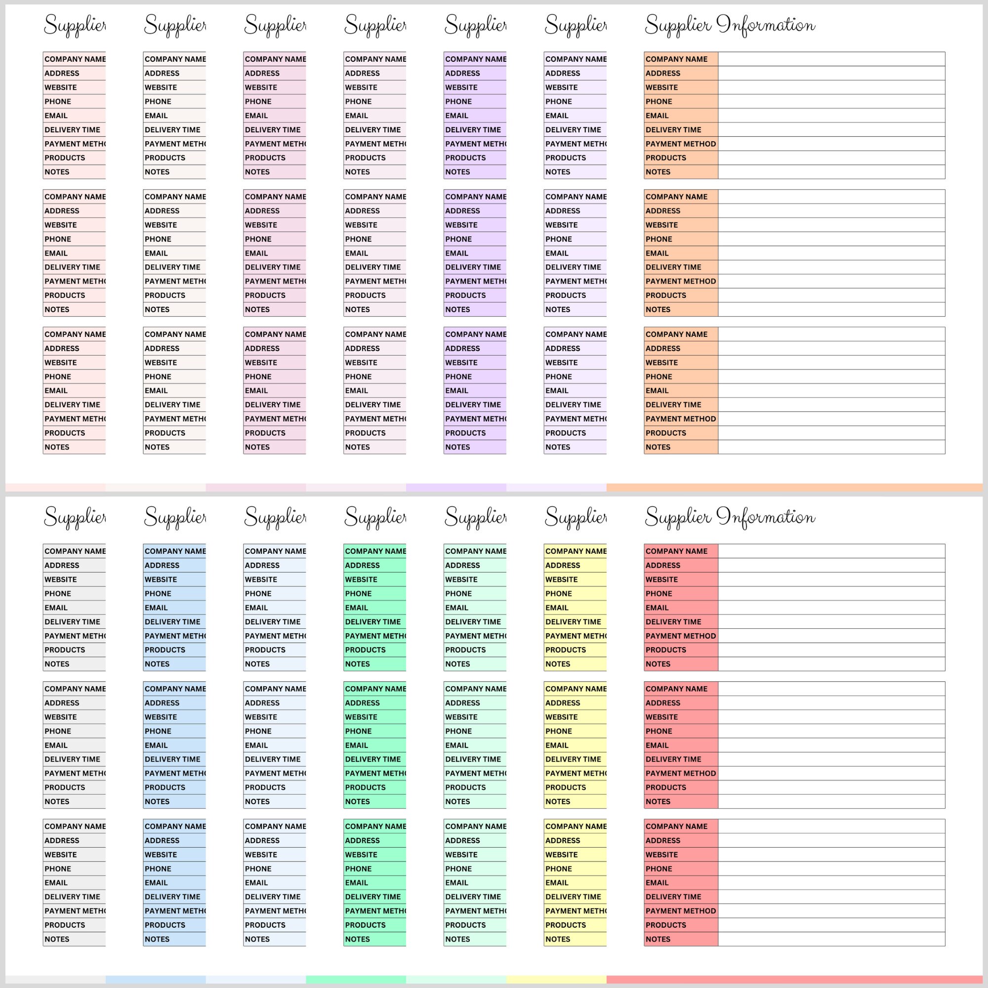 Printable Supplier Information, Supplier List, Supplier Management ...