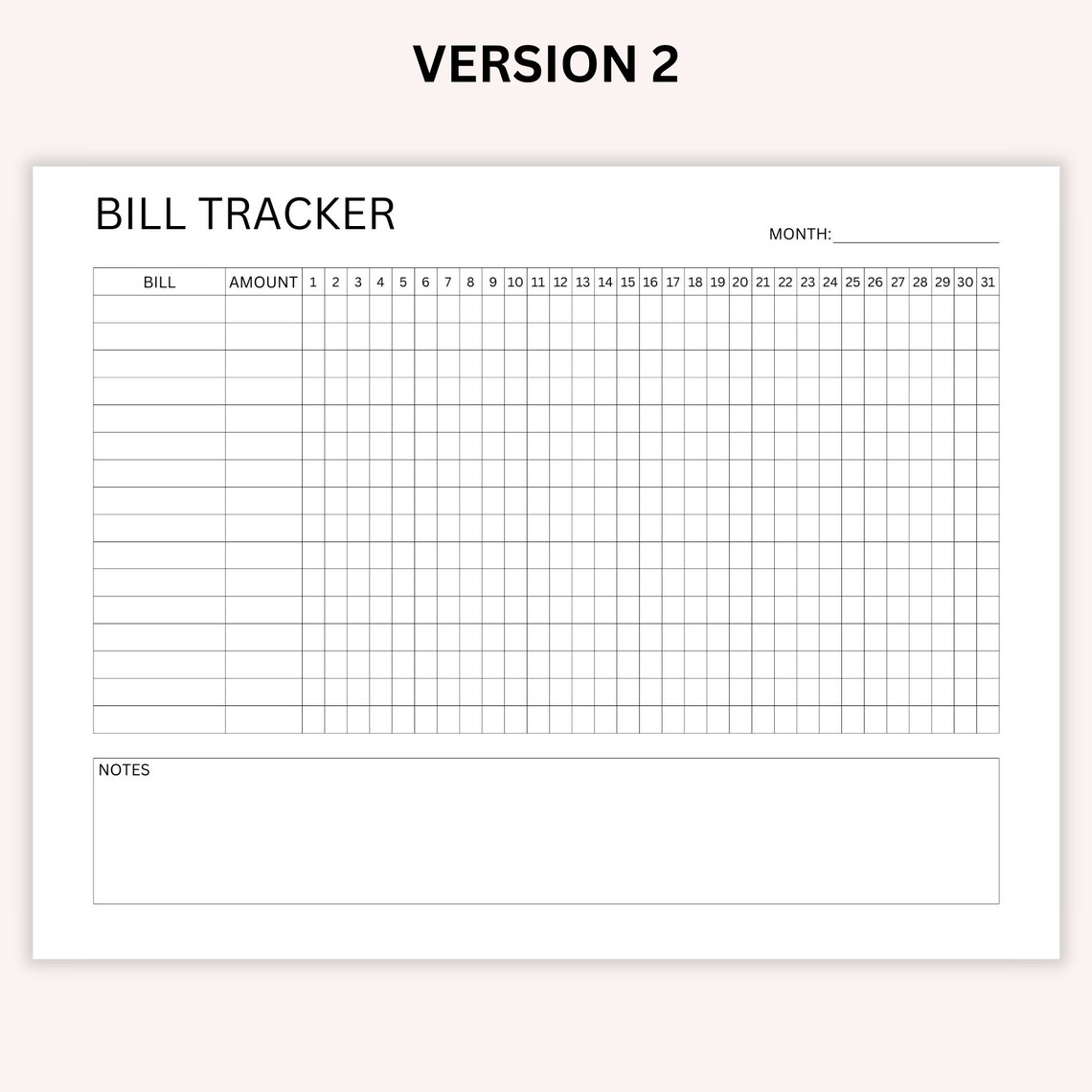 Printable Bill Tracker, Monthly Bill Tracker, Spending Tracker, Expense ...