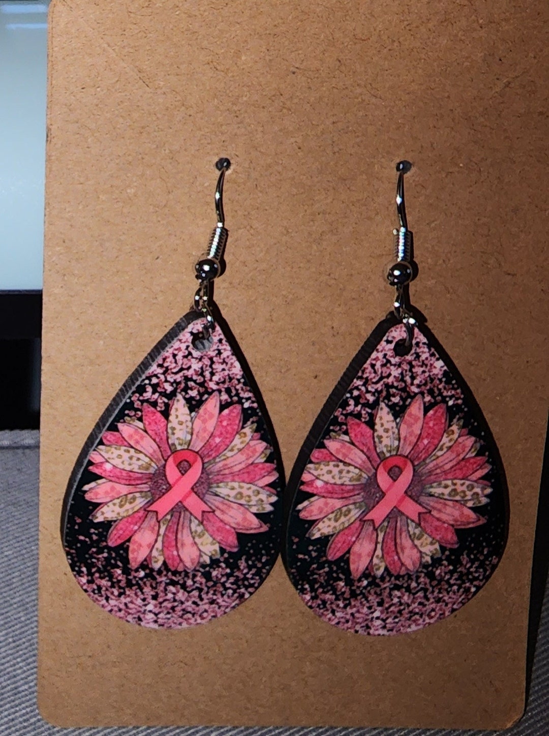 Breast Cancer Ribbon Earrings - Etsy