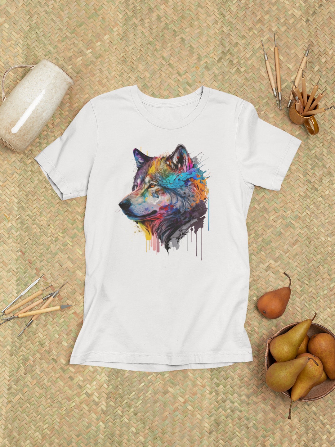 Rainbow Wolf PNG File Howling Wolf Tee Wolf Face Animal - Etsy