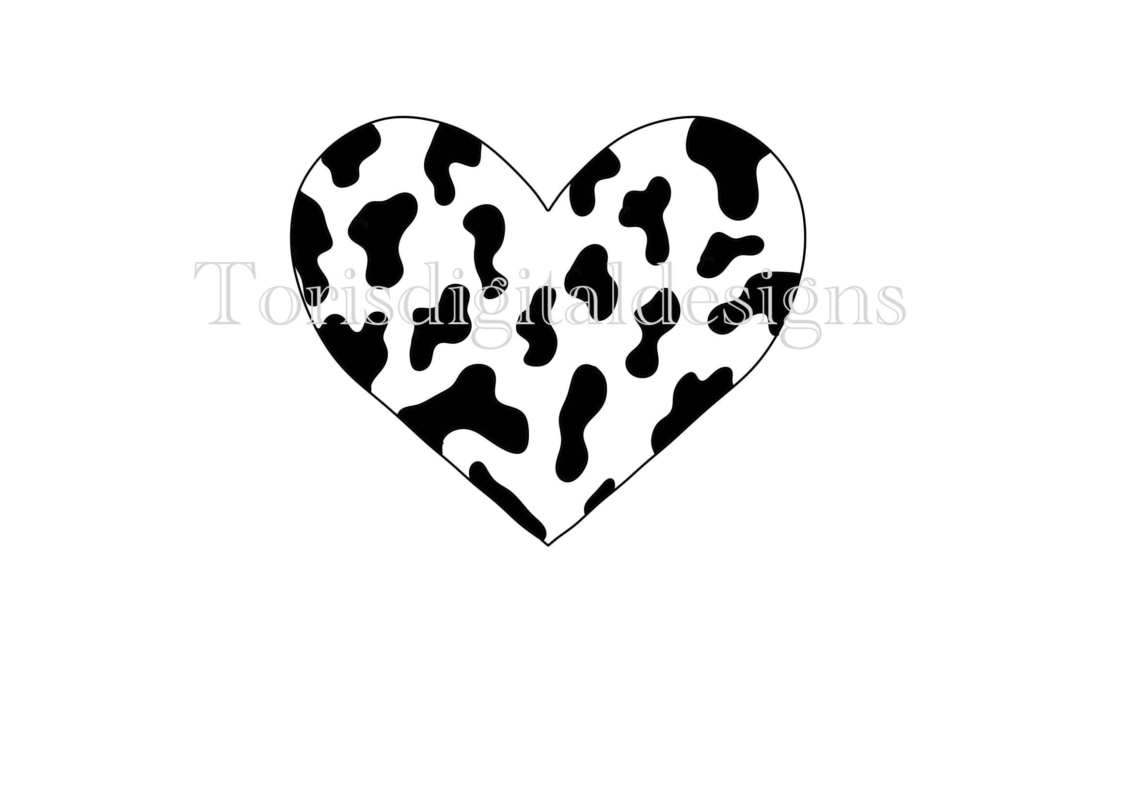 Cow Print Heart SVG - Etsy