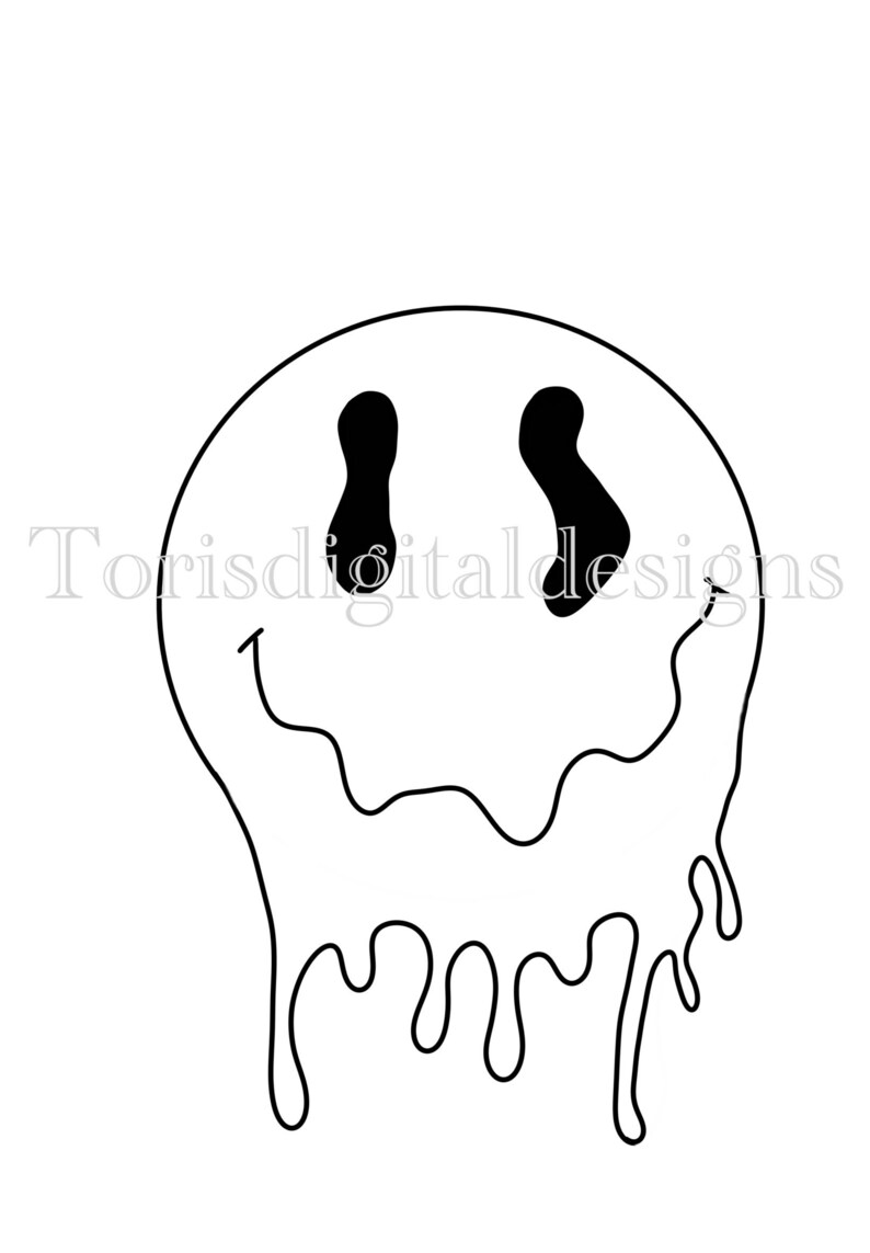 Drippy Smiley Face SVG - Etsy