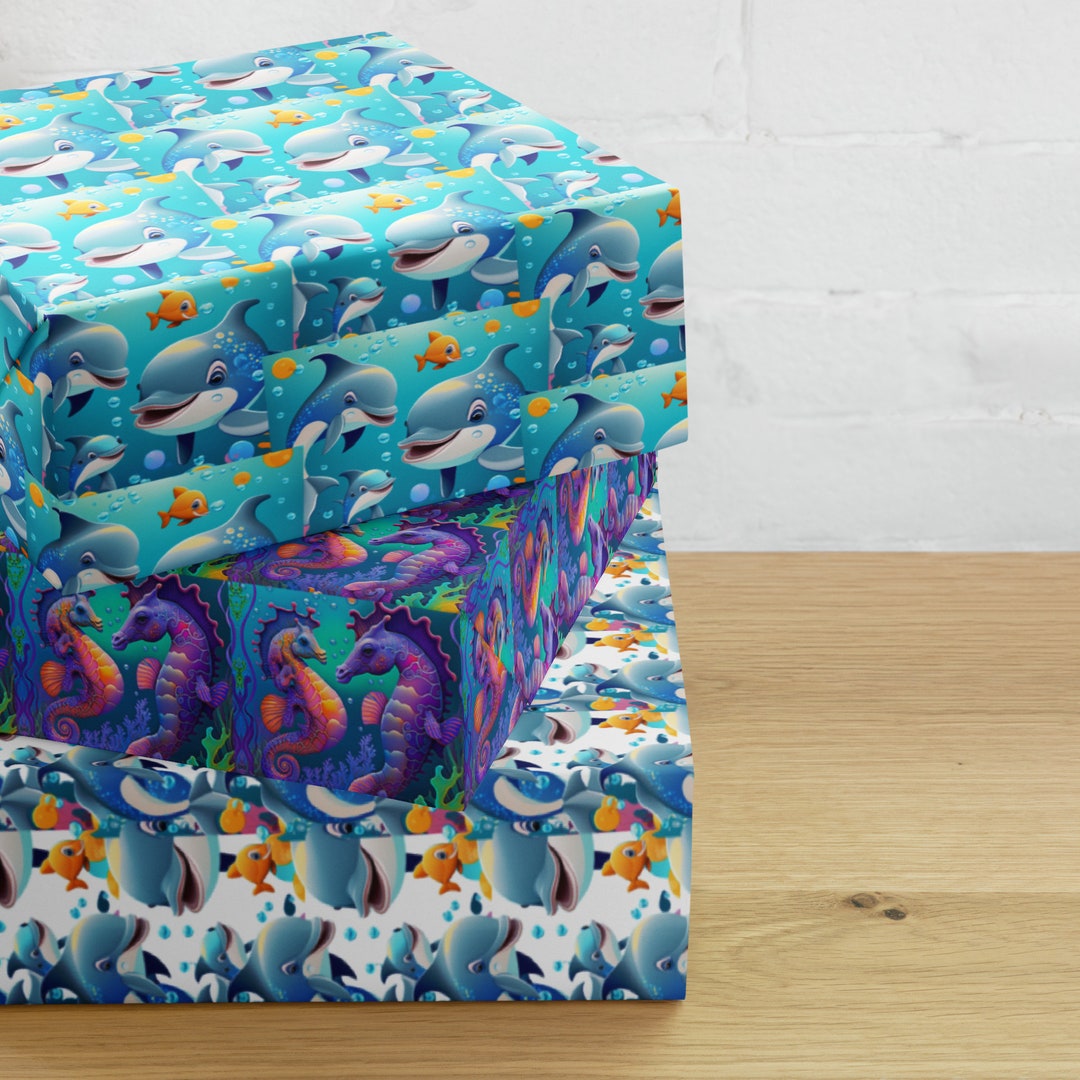Dolphin Wrapping Paper, Sea Horse Wrapping, Under the Sea Wrapping ...