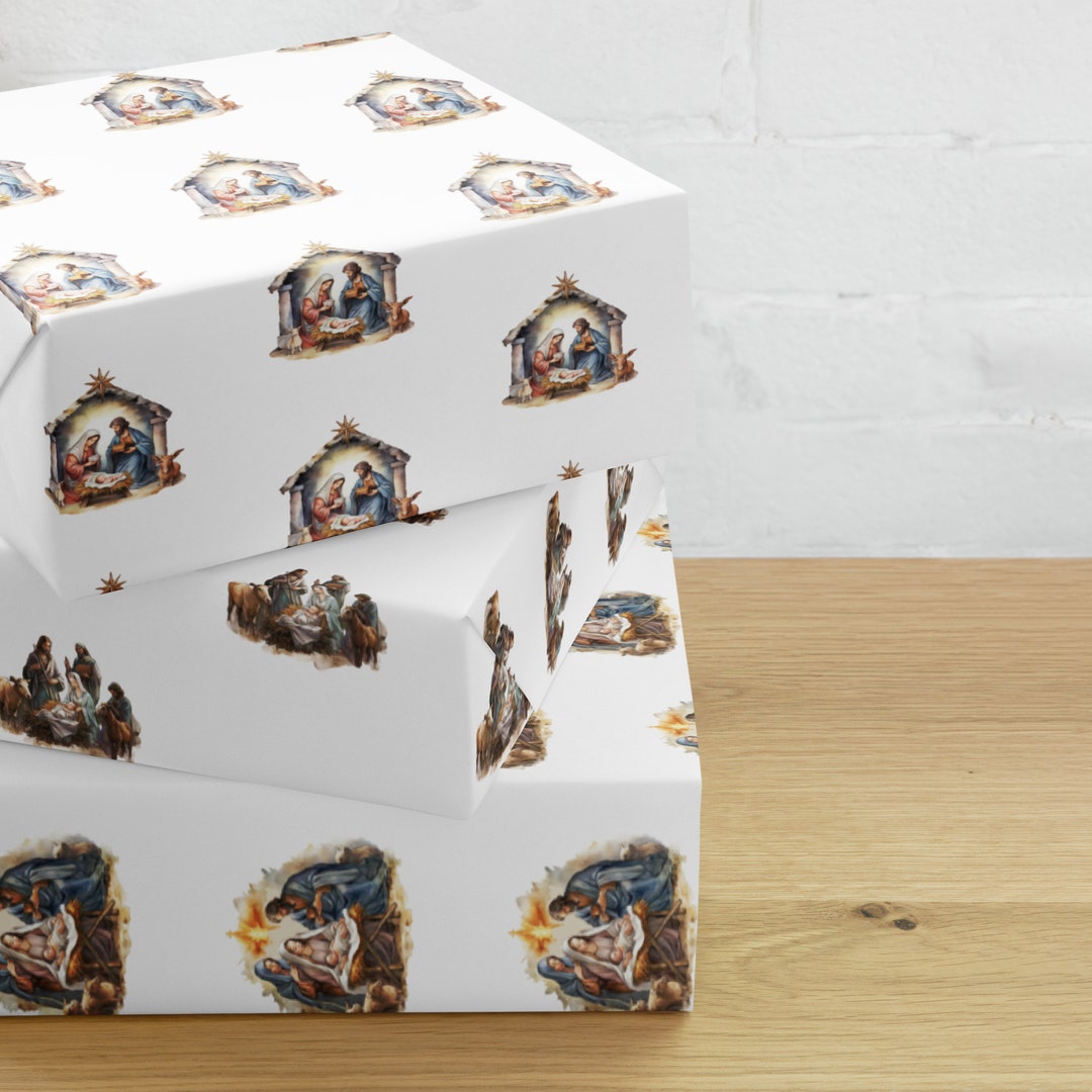 Nativity Wrapping Paper Sheets, Christian Gift Wrapping Paper, Nativity ...