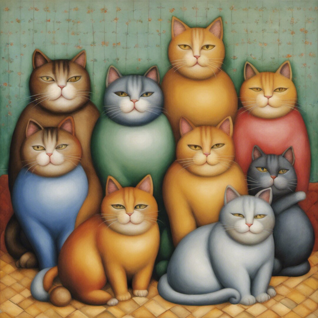 Canvas Print , Funny Cat Print , Fernando Botero Wall Art , Cat Lover ...