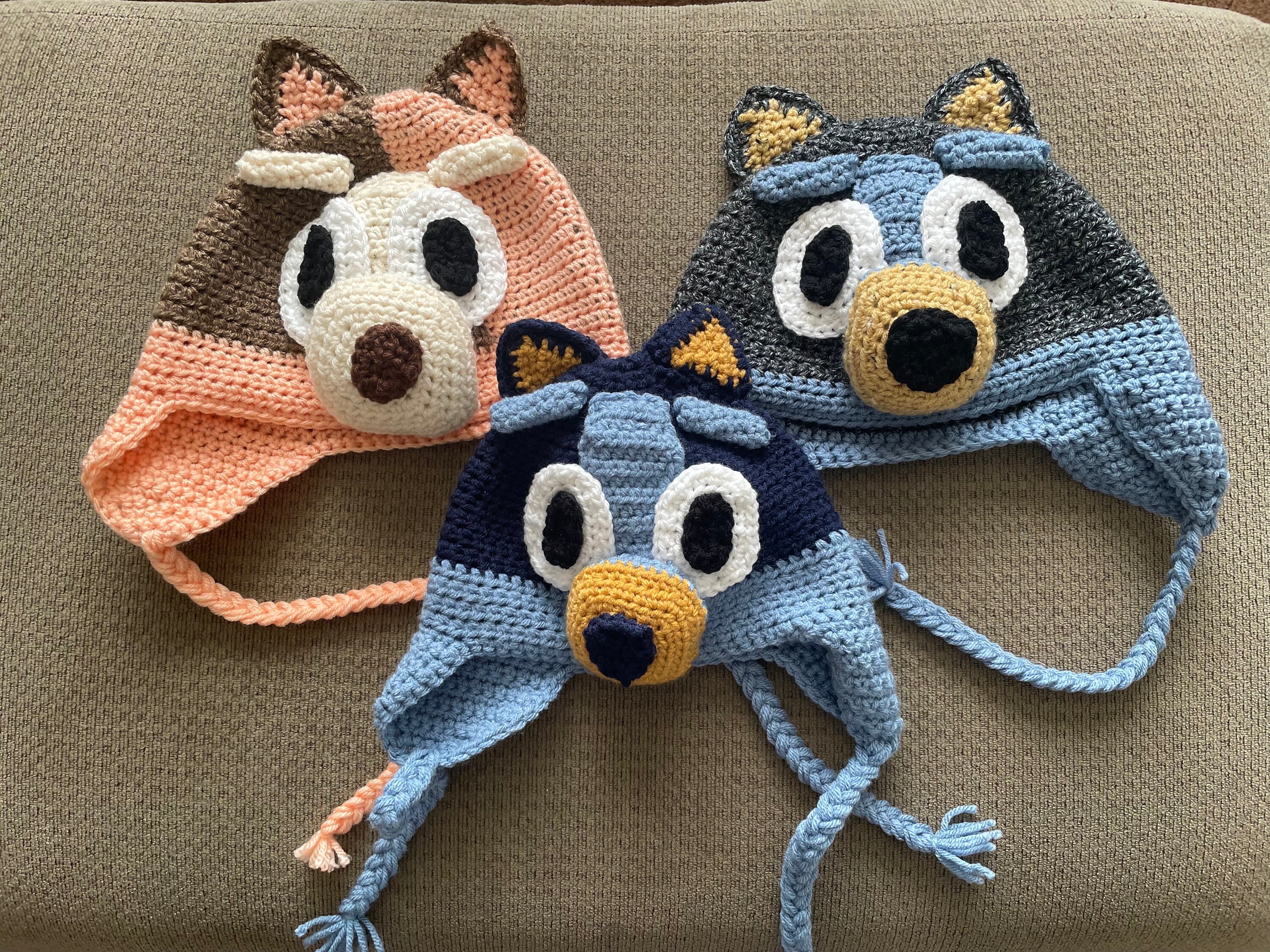 Bluey, Bingo, Bandit, and Chilli Hats - Etsy