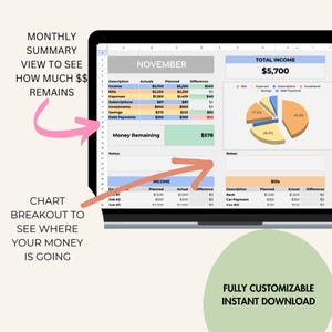 Google Sheets Monthly Budget Tracker | Digital Expense & Savings ...