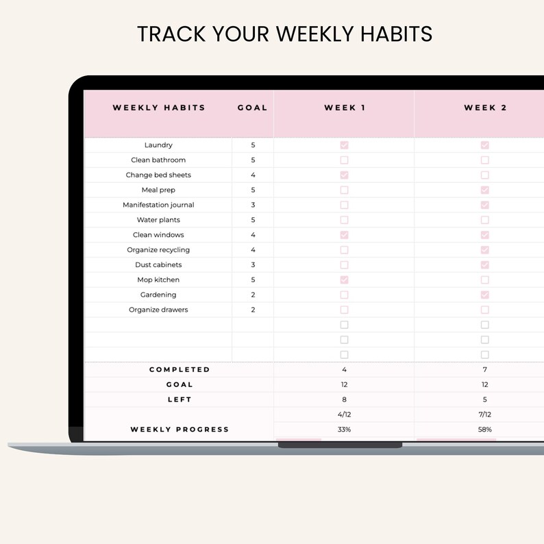 Daily Habit Tracker Spreadsheet Weekly Habit Planner Monthly Routine ...