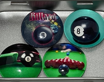 6 Pool Themed Wine Charms, Snooker, Billiards, Racks, Cues, Pool Player ...