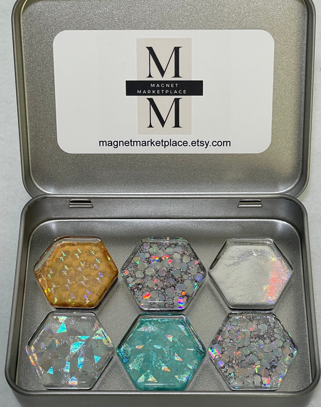 Holographic Magnet Set | Sequin Glitter Magnets | Rainbow Holographic ...