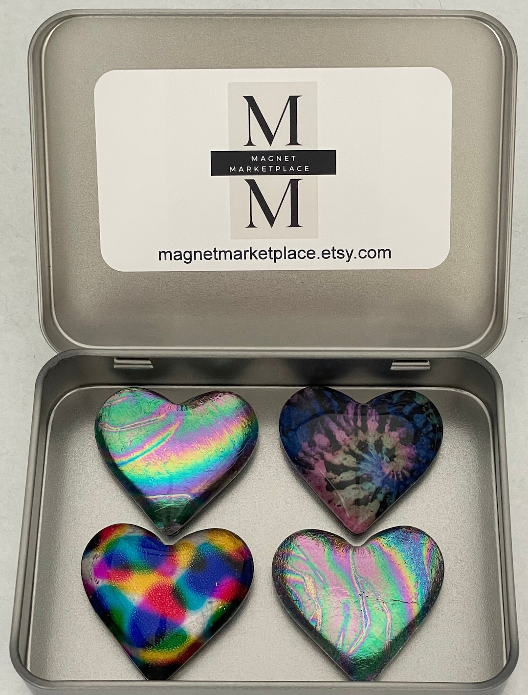 Giant Hearts Magnet Set | Rainbow Oil Spill Magnets | Tie Dye Heart ...