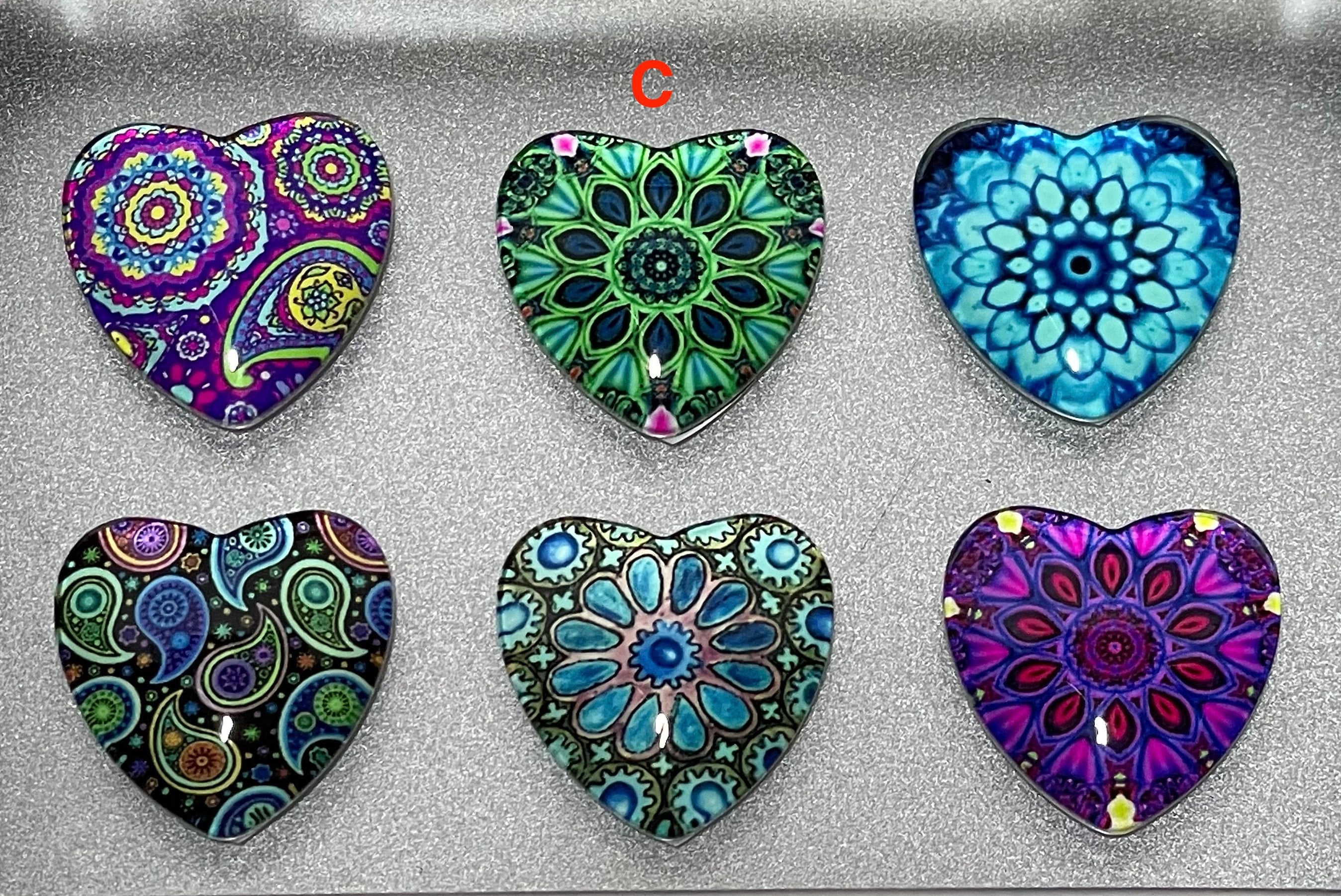 Heart Fridge Magnets Heart Magnet Set Paisley Floral Heart Magnets ...