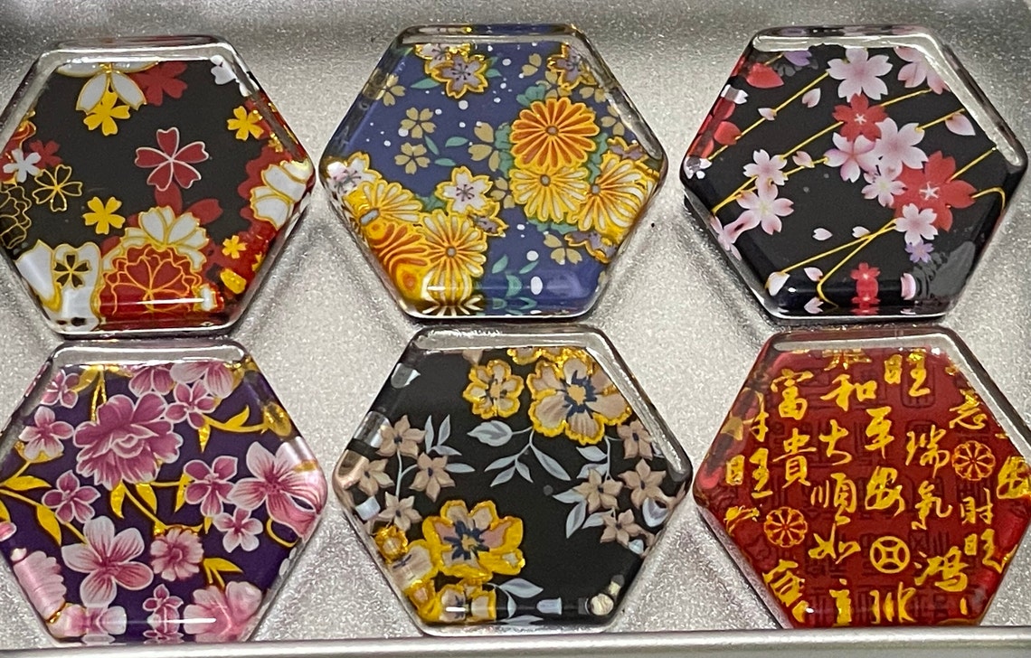 Asian Magnet Set Floral Japanese Style Floral Magnets - Etsy