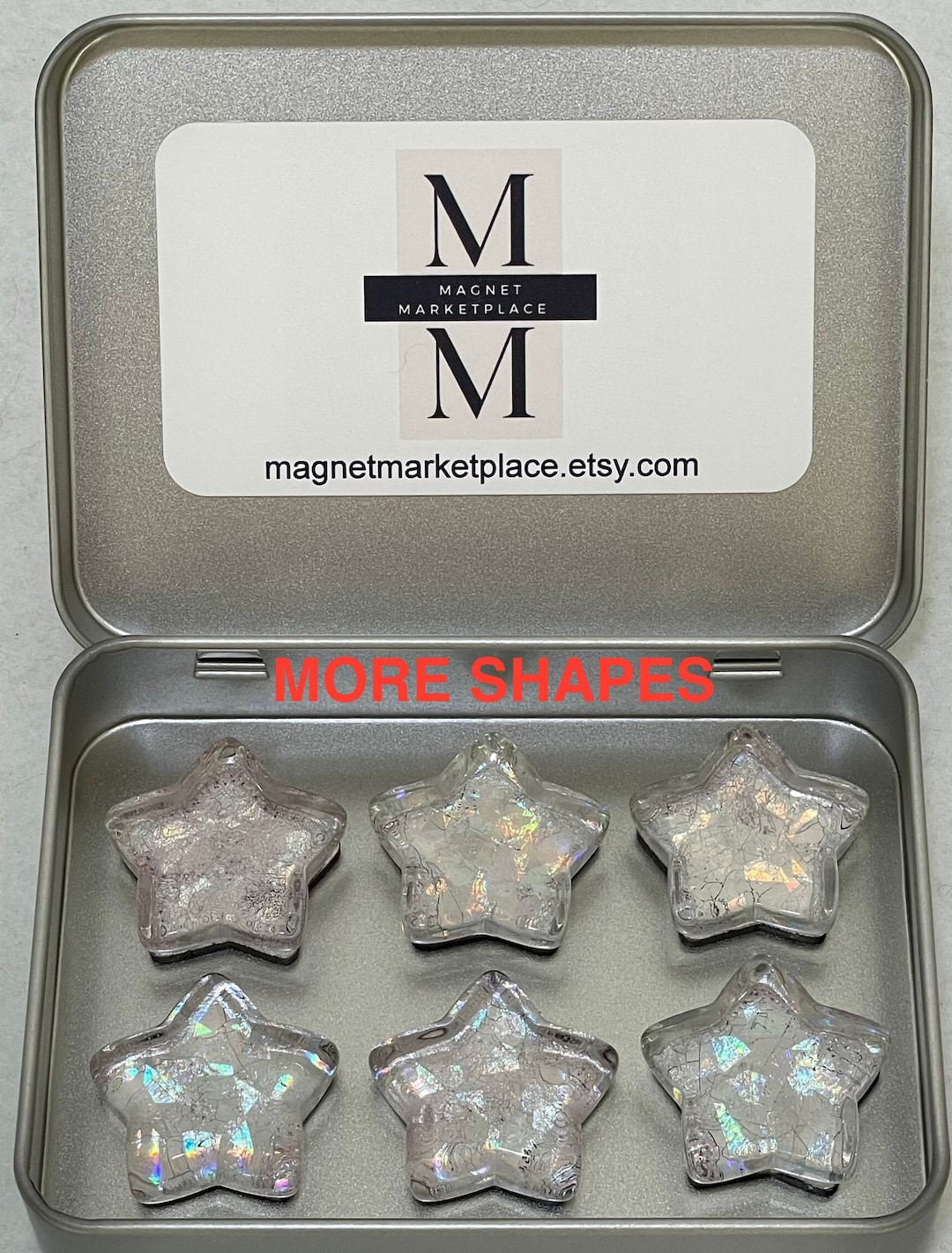 Holographic Magnets Stars | Iridescent Magnets Stars | Holograph Silver ...