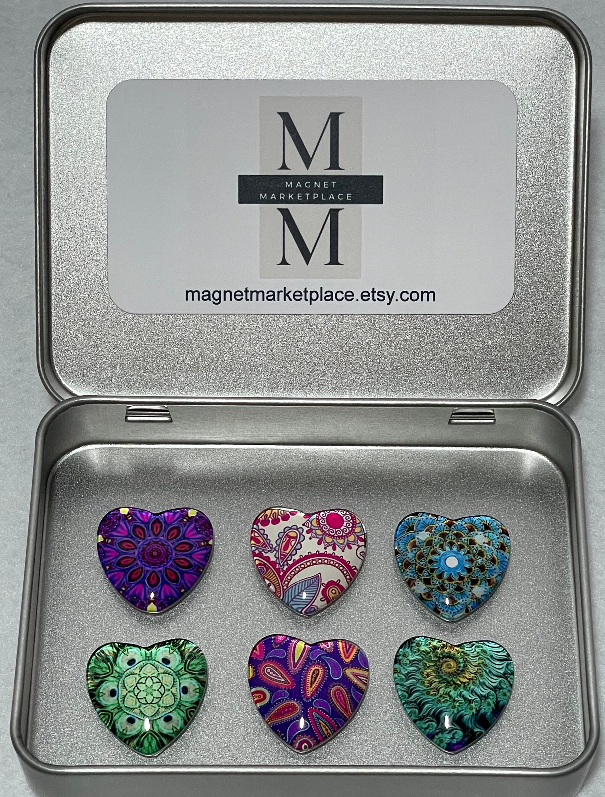 Heart Fridge Magnets Heart Magnet Set Paisley Floral Heart Magnets ...