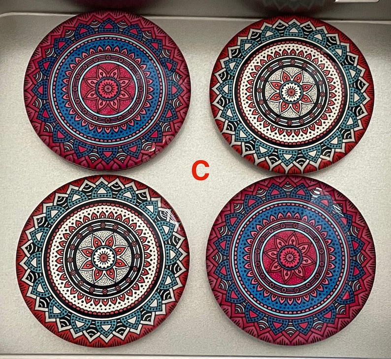 Mandala Magnets | Mandala Art | Fridge Magnet Set | Big Mandala Magnets ...