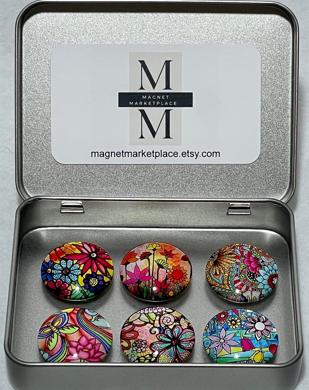 Round Floral Magnet Set | Kitchen Flower Magnets | Fridge Magnet Set ...