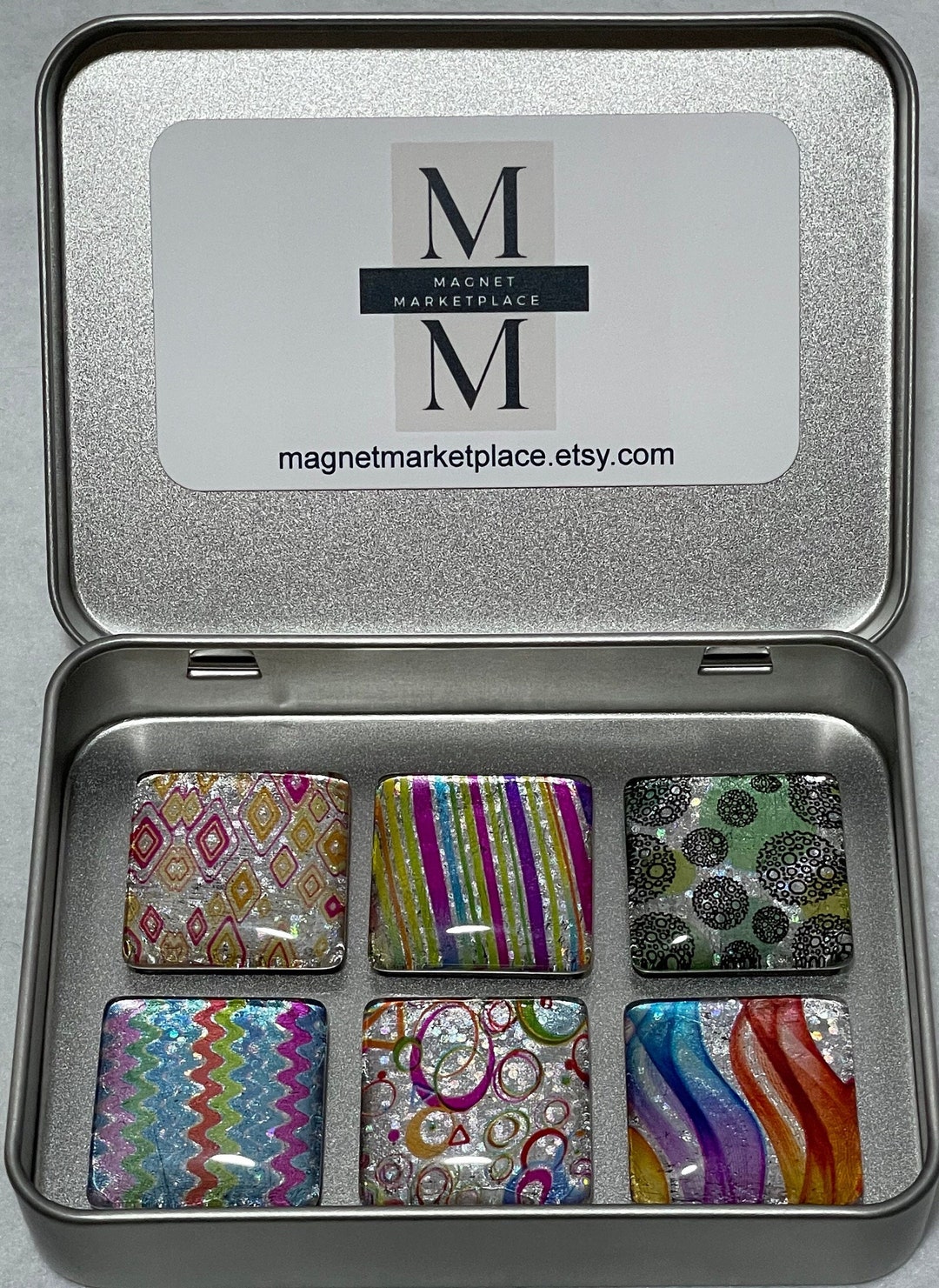 Holographic Magnet Set | Magnetic Gift Set | Square Tile Rainbow ...