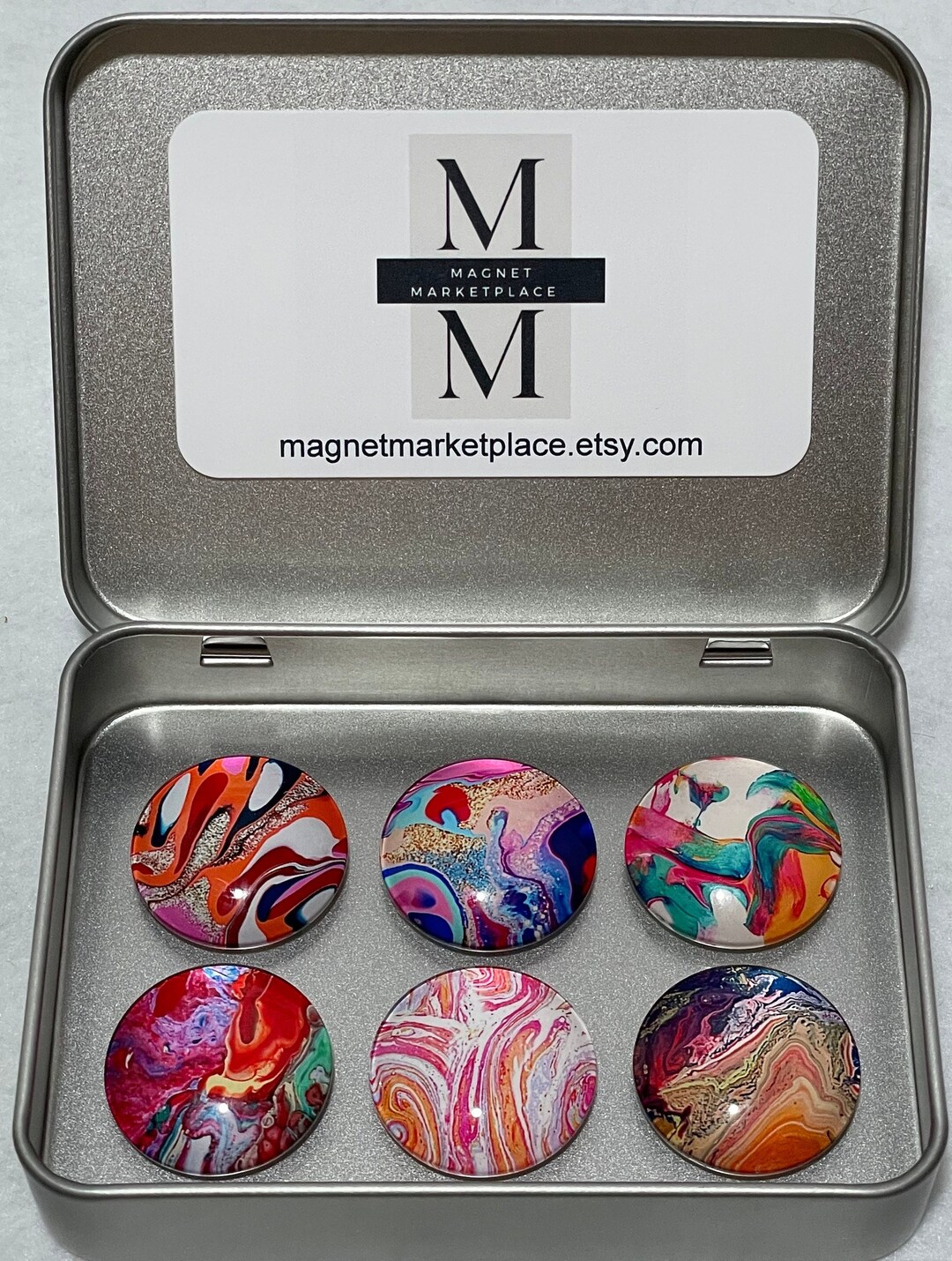 Marble Magnets | Marbleized Magnet Set | Abstract Fridge Magnets | Faux ...