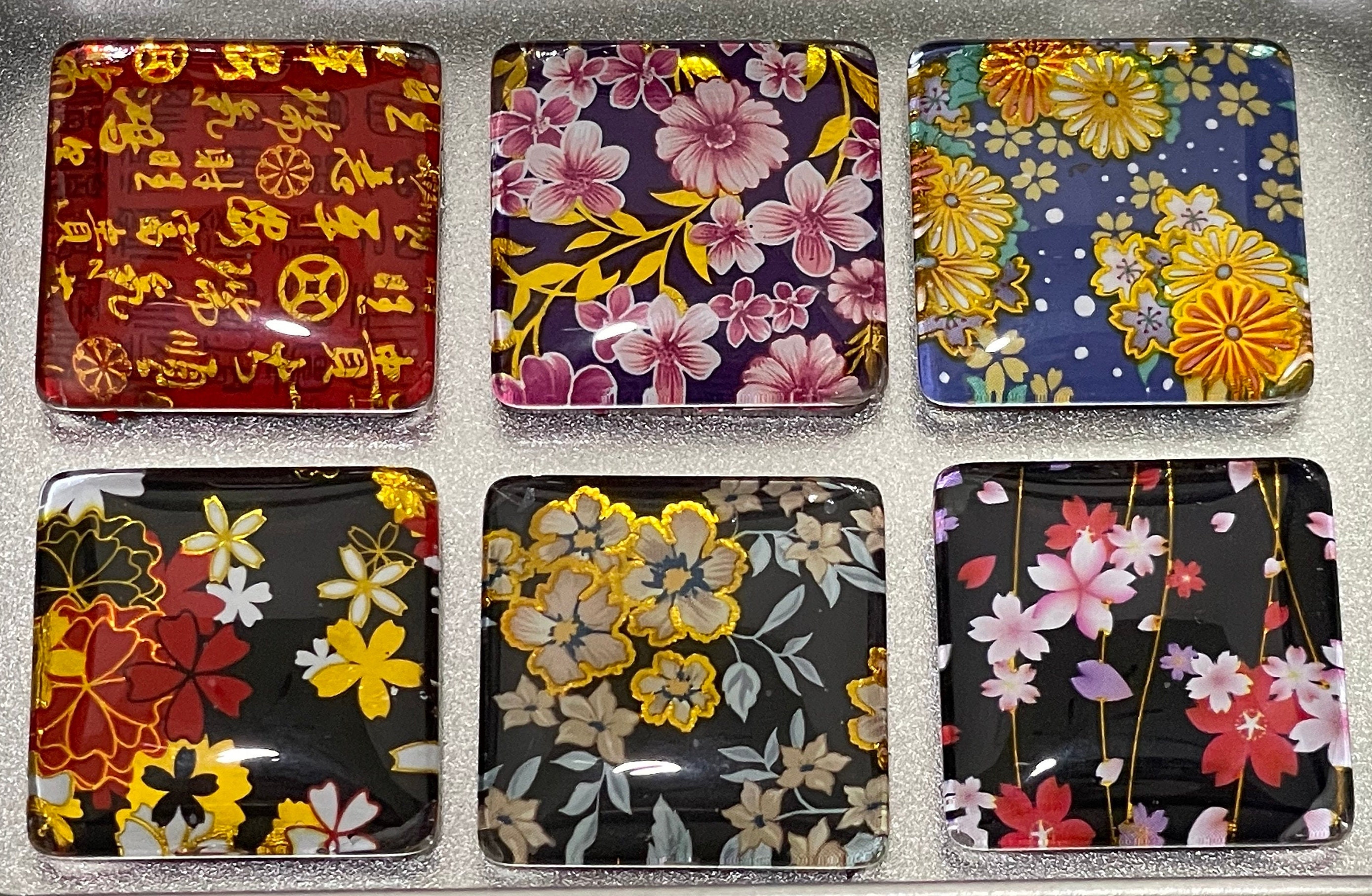 Asian Magnet Set Floral | Japanese Style Floral Magnets | Asian Floral ...