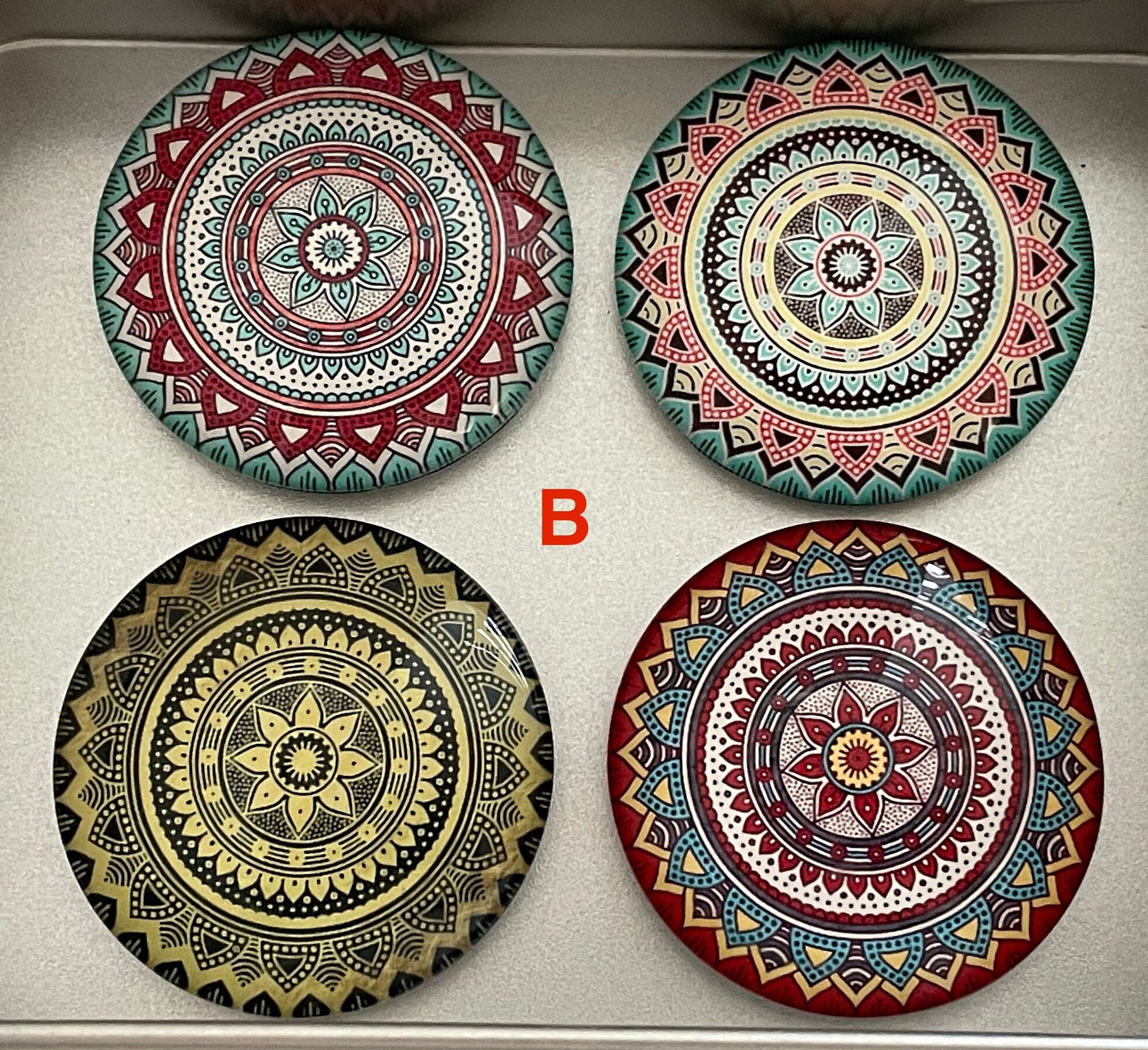 Mandala Magnets | Mandala Art | Fridge Magnet Set | Big Mandala Magnets ...