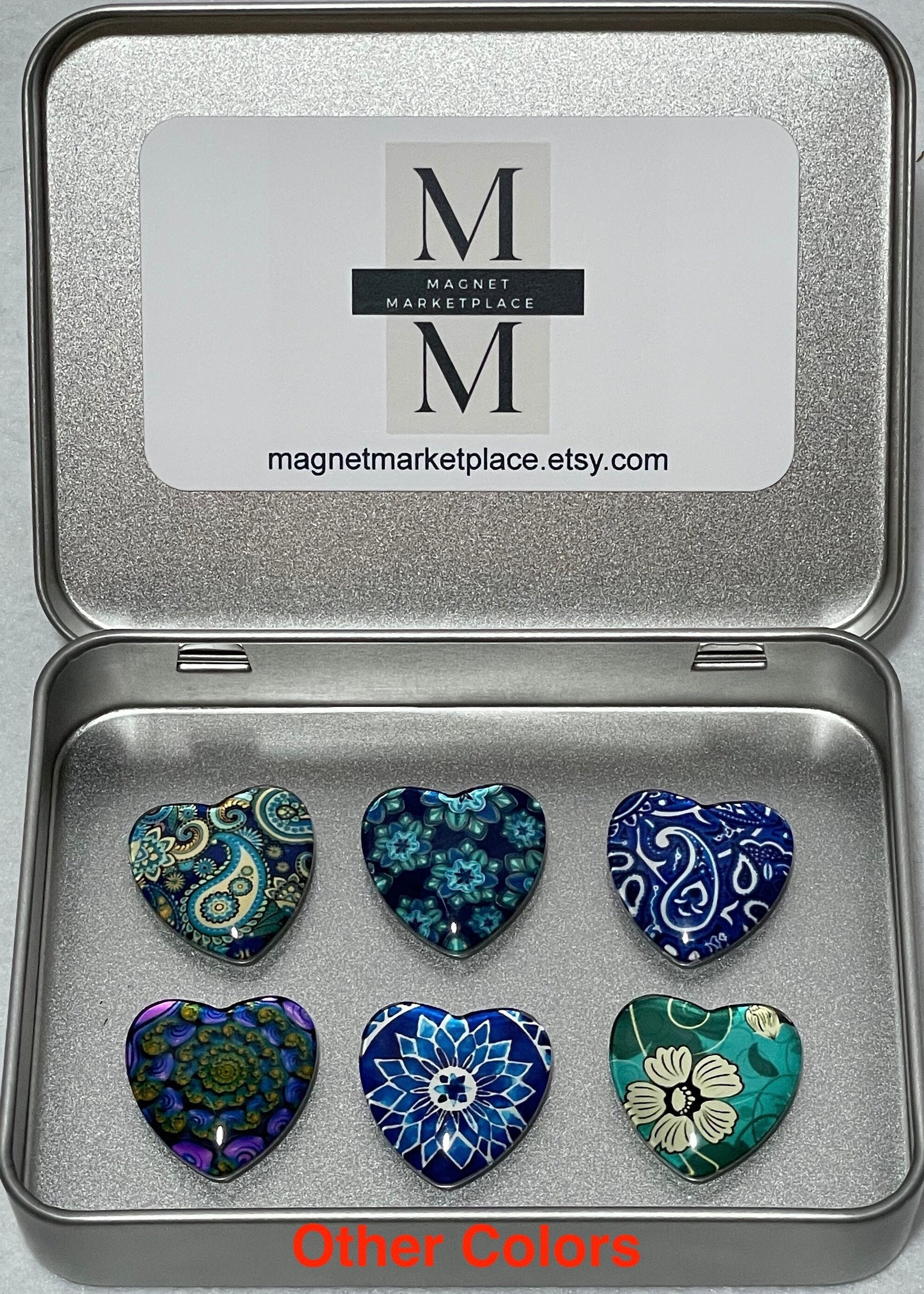 Heart Fridge Magnets Heart Magnet Set Paisley Floral Heart Magnets ...