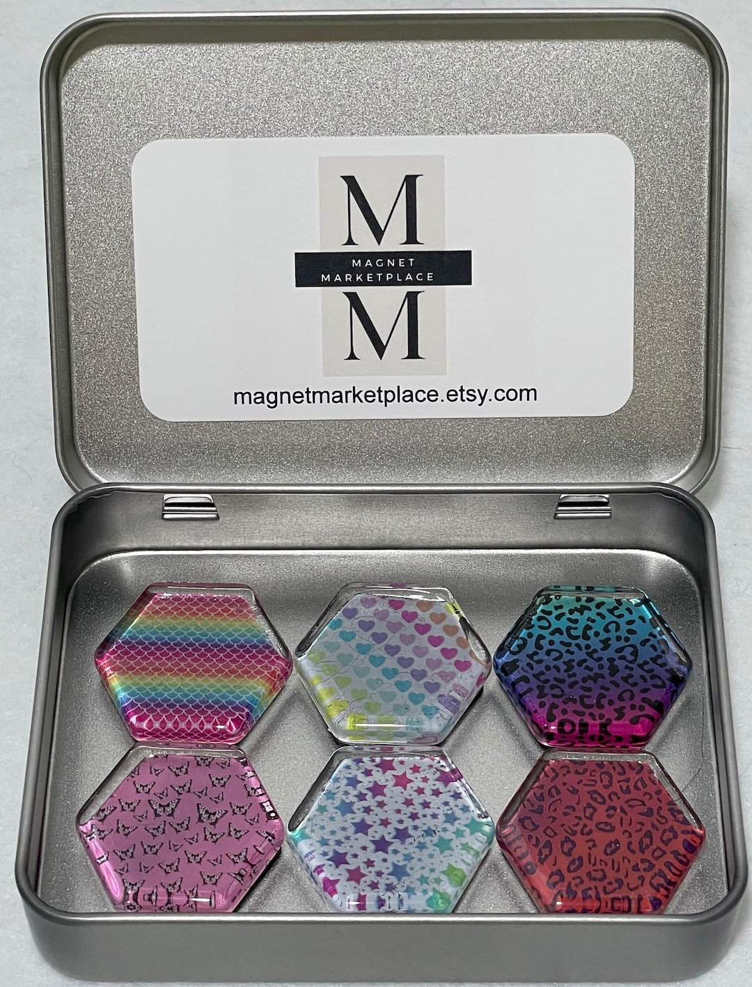 Rainbow Hexagon Glass Magnet Set | Rainbow Magnets | Hexagon Fridge ...