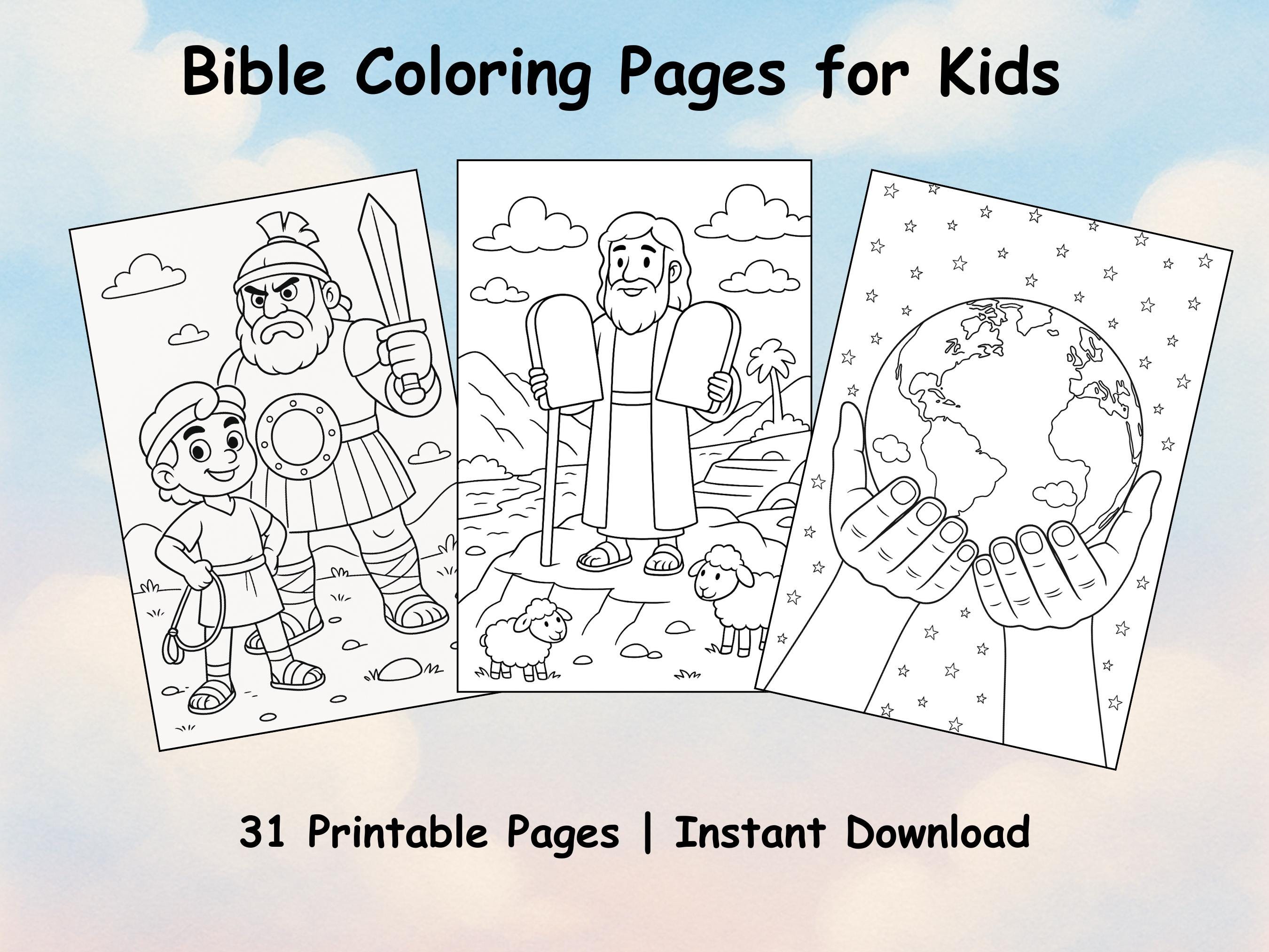Christian Coloring Book Printable | Bible Stories for Kids | 31 Pages ...