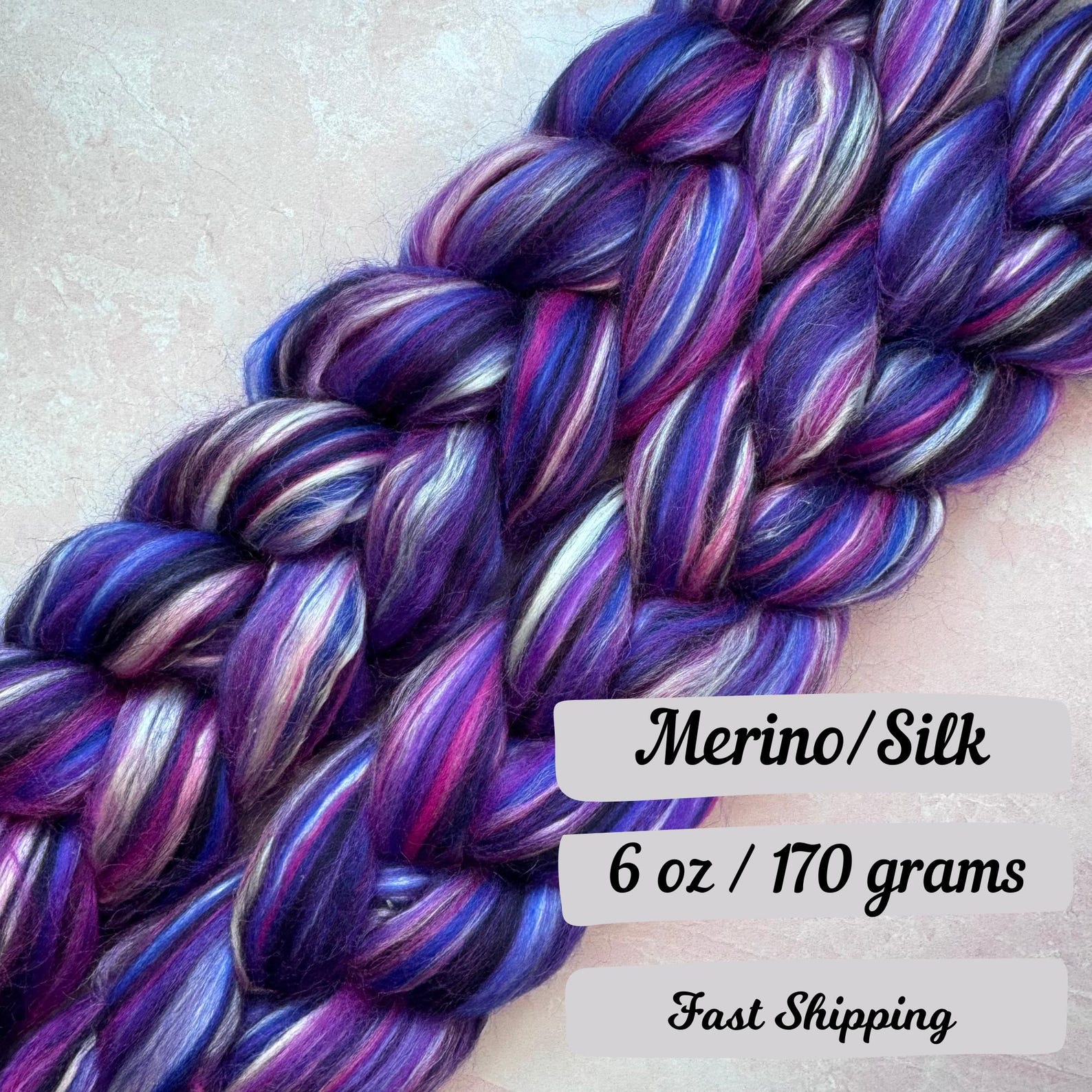 Electro Lights Merino Mulberry Silk Blend Dyed Combed Top Fiber Braid ...
